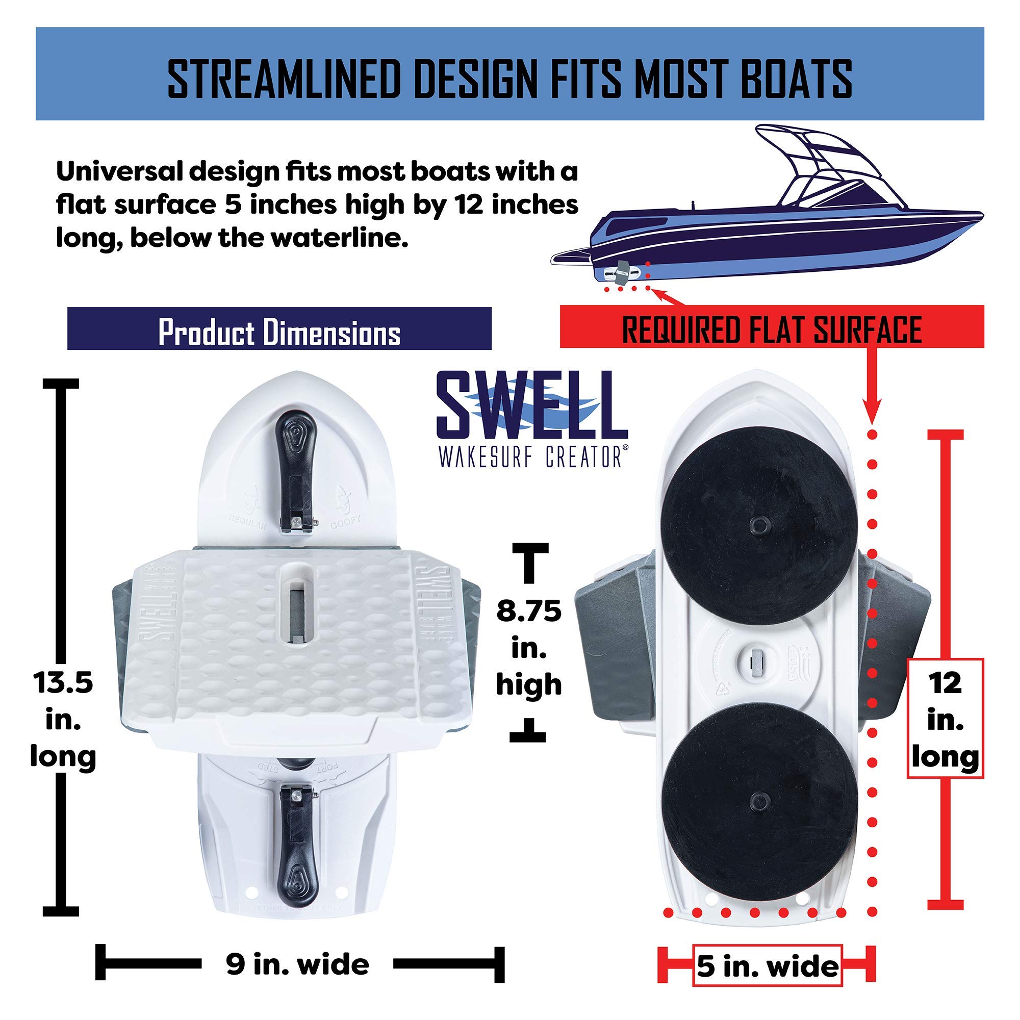 SWELL Wakesurf Creator H3X Plus - The Best Wake Shaper - Extendable Length, Rotating with Hydrodynamic Texture