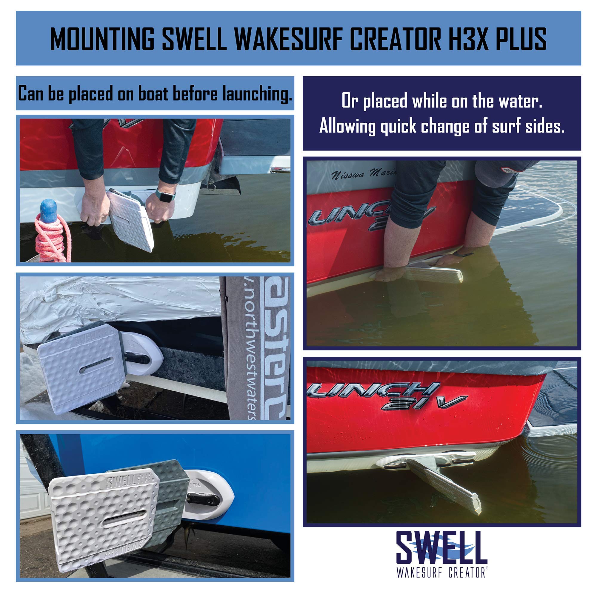 SWELL Wakesurf Creator H3X Plus - The Best Wake Shaper - Extendable Length, Rotating with Hydrodynamic Texture