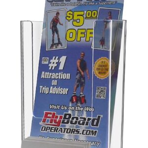 Marketing Holders 4 Pack Brochure Holder with Hardware for 4 Inch Trifolds and 3.5" x 2" Cards Printed Media for Tourist Attractions Gift Shops Retail Flyers Clear Acrylic Wall Mount