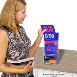 Marketing Holders 4 Pack Brochure Holder with Hardware for 4 Inch Trifolds and 3.5" x 2" Cards Printed Media for Tourist Attractions Gift Shops Retail Flyers Clear Acrylic Wall Mount