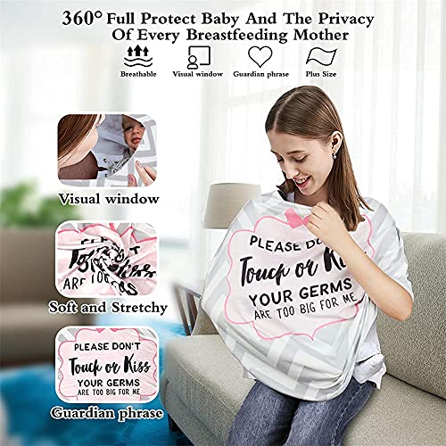 Metplus No Touch Sign Car Seat Cover for Babies, Mom Nursing Covers Breastfeeding Scarf, Multi Use Infant Carseat Canopy for Newborn Carrier/Stroller/Shopping Cart, Baby Shower Gifts for Boy Girl