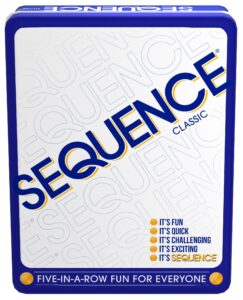 sequence in a tin - five-in-a-row fun for everyone by jax, white, 2-12 players