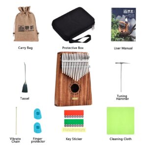 LingTing Kalimba 17 keys Thumb Piano Mbira Finger Piano Gift for Kids Adult Beginners Professional（LT-K17Y）