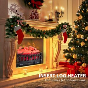 VIVOHOME 110V Electric Fireplace Log Set Heater with Glowing Ember Bed and Remote Controller Golden