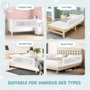 BABY JOY Bed Rails for Toddlers, Extra Long, Swing Down Safety Bed Guard for Convertible Crib, Folding Baby Bedrail for Kids Twin, Double, Full Size Queen & King Mattress (60-Inch, White)