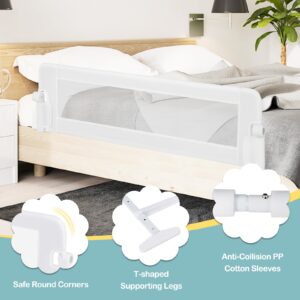 BABY JOY Bed Rails for Toddlers, Extra Long, Swing Down Safety Bed Guard for Convertible Crib, Folding Baby Bedrail for Kids Twin, Double, Full Size Queen & King Mattress (60-Inch, White)