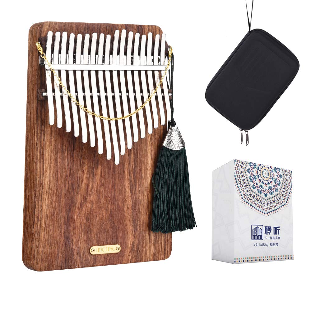 LingTing Kalimba 17 keys Thumb Piano Mbira Finger Piano Gift for Kids Adult Beginners Professional（LT-K17P,sea whisperer)