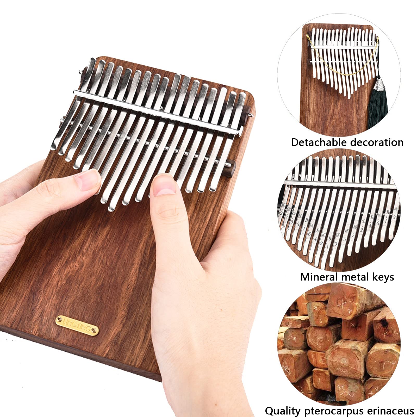 LingTing Kalimba 17 keys Thumb Piano Mbira Finger Piano Gift for Kids Adult Beginners Professional（LT-K17P,sea whisperer)