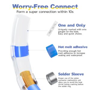 330PCS Solder Seal Wire Connectors-haisstronica Marine Grade - Heat Shrink Butt Connectors-Self Solder for Electrical,Stereo(30Yellow 80White 110Red 110Blue)