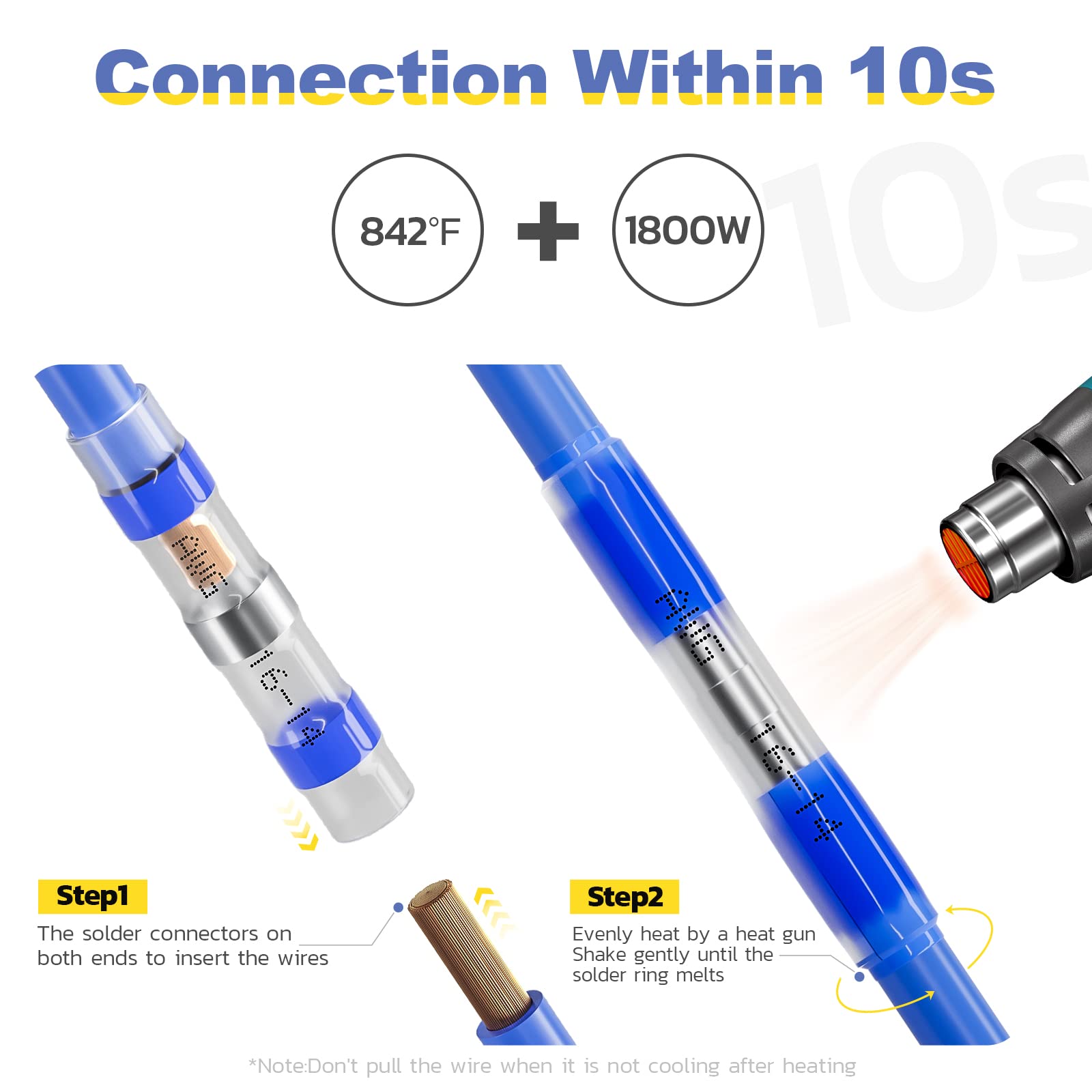 330PCS Solder Seal Wire Connectors-haisstronica Marine Grade - Heat Shrink Butt Connectors-Self Solder for Electrical,Stereo(30Yellow 80White 110Red 110Blue)