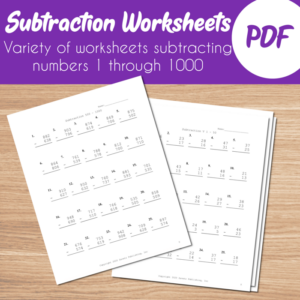 subtraction worksheets