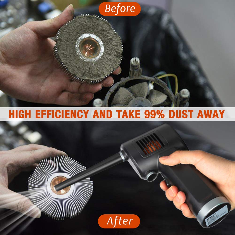 Electric Cordless Air Duster, Replaces Compressed Spray Gas Cans, Rechargeable Duster for Computer or Keyboard Cleaning.