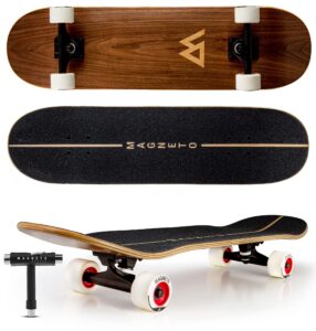 magneto suv skateboards | fully assembled complete 31" x 8.5" standard size | 7 layer canadian maple deck | designed for all types of riding kids adults teens boys girls | free skate tool - natural