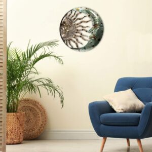 Metal Wall Art Crescent Moon Sun Wall Plaque - Indoor Outdoor Garden Wall Hanging - 20 in Metal Sun Moon Wall Decor