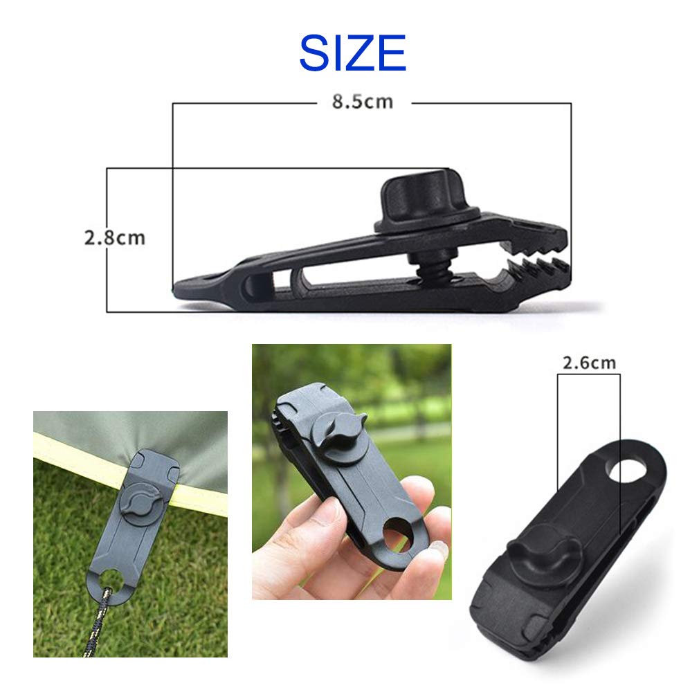 JONMON Tarp Clips, 12Pcs Lock Grip Heavy Duty Awning Tent Clamps Fasteners Holder Set for Outdoor, Camping, Caravan Canopies, Pool, Car Covers