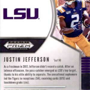 2020 Panini Prizm Draft #126 Justin Jefferson Draft Picks LSU Tigers RC Rookie Football Trading Card