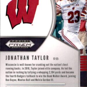 2020 Panini Prizm Draft #106 Jonathan Taylor Draft Picks Wisconsin Badgers RC Rookie Football Trading Card