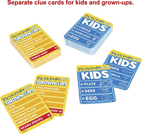 Mattel Games ​Pictionary Air Kids Vs. Grown-Ups Family Game for Game Night with Light Pen and Clue Cards, Connect to Smart Devices