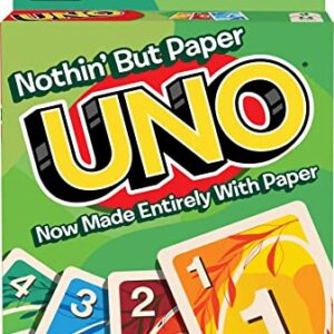 Mattel Games UNO Nothin' But Paper Card Game, Family Game with 100 Percent Paper and Fully Recyclable for 2-10 Players