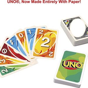 Mattel Games UNO Nothin' But Paper Card Game, Family Game with 100 Percent Paper and Fully Recyclable for 2-10 Players