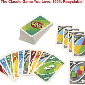 Mattel Games UNO Nothin' But Paper Card Game, Family Game with 100 Percent Paper and Fully Recyclable for 2-10 Players