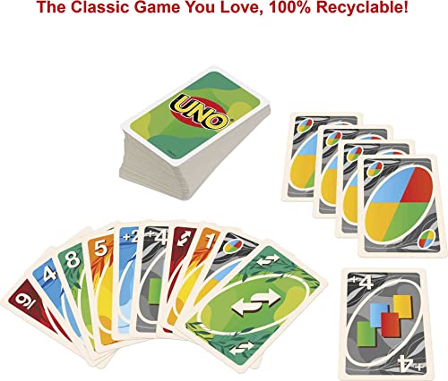 Mattel Games UNO Nothin' But Paper Card Game, Family Game with 100 Percent Paper and Fully Recyclable for 2-10 Players