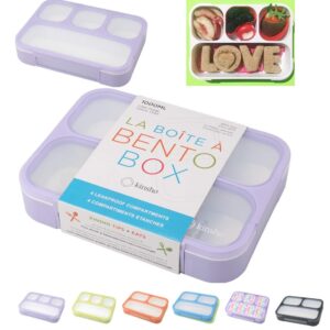 kinsho Bento Lunch Box for Kids Lunch-Boxes for Women Adults Girls Boys | Leakproof Snack Containers for Toddlers Tweens Pre-School Lunches BPA Free | Purple, 4 compartments