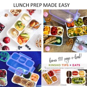 kinsho Bento Lunch Box for Kids Lunch-Boxes for Women Adults Girls Boys | Leakproof Snack Containers for Toddlers Tweens Pre-School Lunches BPA Free | Purple, 4 compartments