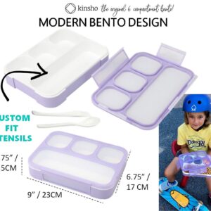 kinsho Bento Lunch Box for Kids Lunch-Boxes for Women Adults Girls Boys | Leakproof Snack Containers for Toddlers Tweens Pre-School Lunches BPA Free | Purple, 4 compartments