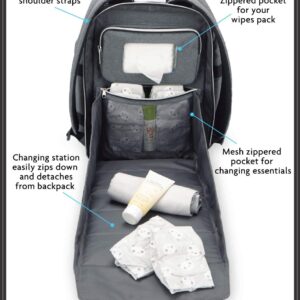 Baby Brezza Ultimate Changing Station Baby Diaper Bag Backpack - Extra Large Capacity Design with 17 Pockets, Perfect for 1 Baby or Twins, Grey