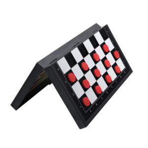 magnetic checkers board game and magnetic checker pieces, 9.8 x 9.8 inches mini portable travel set