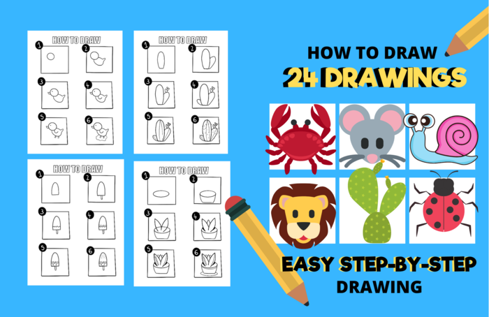 How To Draw 24 Drawings Easy Step By Step For Kids