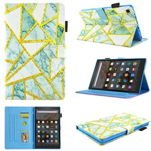 fire hd 8 case (2016/2017/2018 release),chgdss cartoon cute case, smart cover flip leather case with stand feature ultra slim pu leather cover,for amazon kindle fire hd 8 (2018/2017), golden square