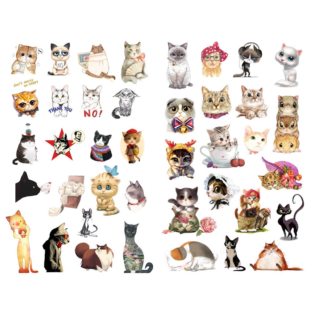 Seasonstorm Cute Pet Cat Aesthetic Diary Travel Journal Paper Stickers Scrapbooking Stationery Sticker Flakes Art Supplies (PK654)