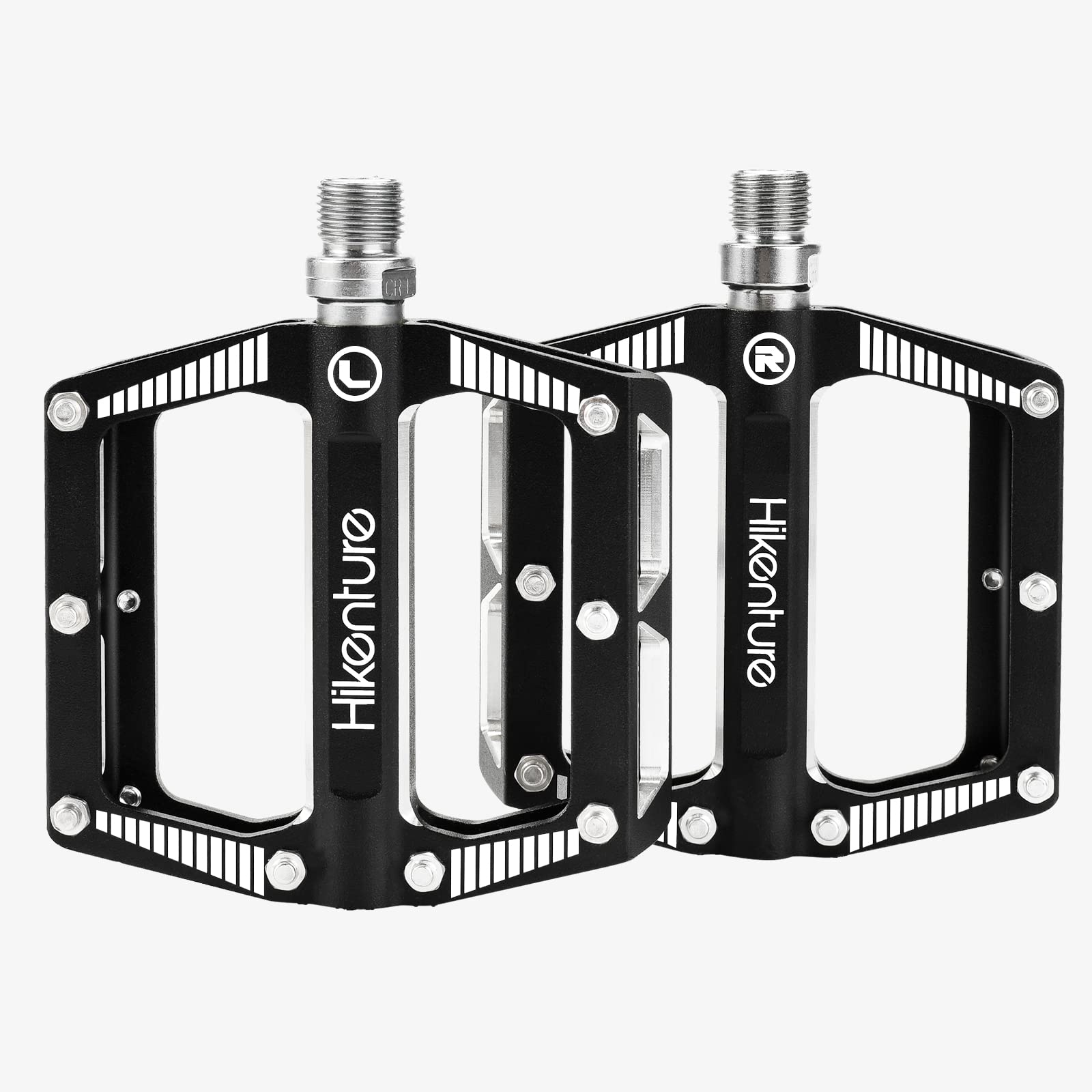 Hikenture Mountain Bike Pedals Road Bicycle Flat Pedals Adult Metal 9/16" Sealed Bearing Lightweight Aluminum Alloy Wide Platform Cycling Pedal for BMX/MTB