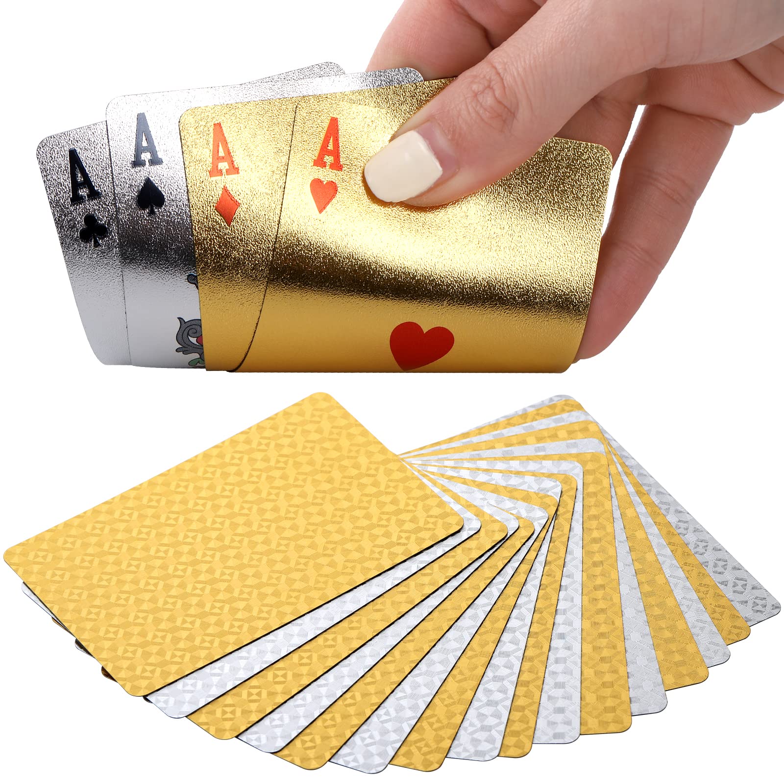 Suwimut 6 Decks Playing Cards, Waterproof Playing Cards Themed Standard Plastic Playing Cards Cool Foil Deck of Cards Game Washable Flexible for Adults, Family, Game and Party