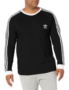 adidas originals,mens,3-stripes long sleeve tee,black,small