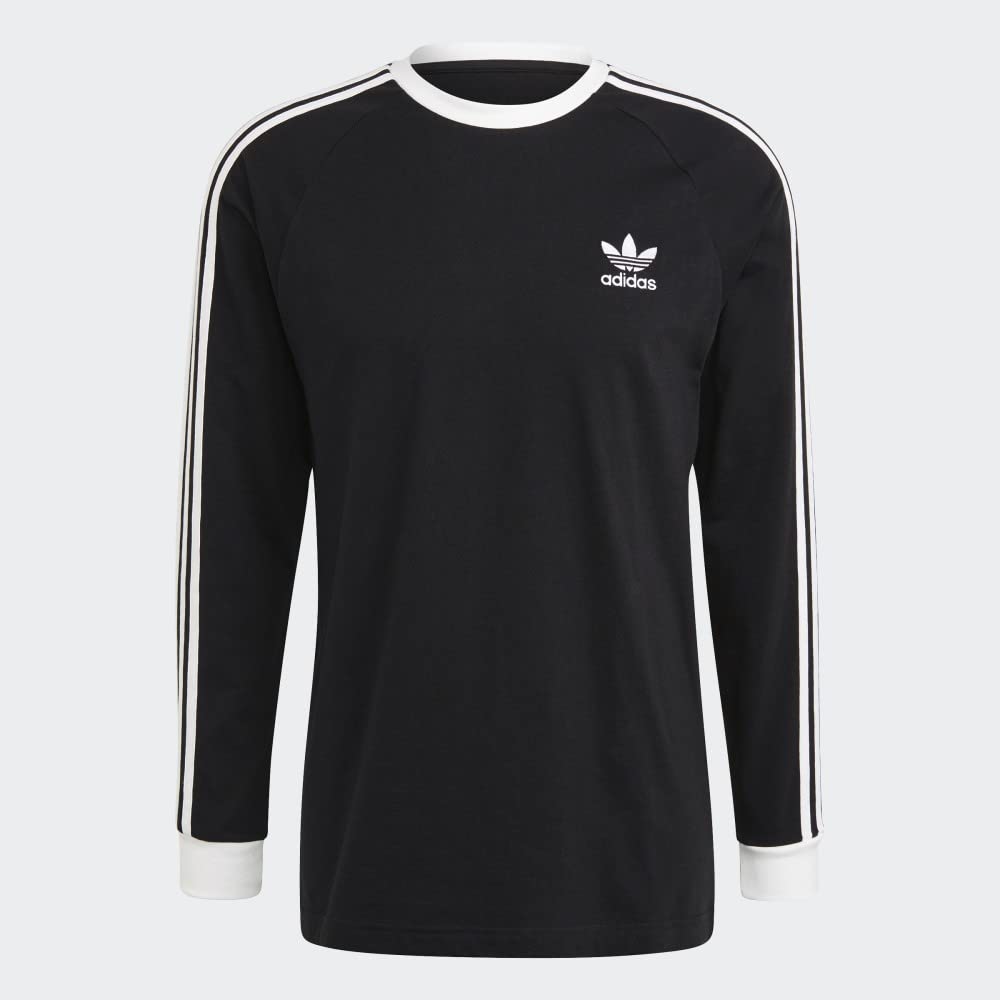 adidas Originals,mens,3-Stripes Long Sleeve Tee,Black,Small