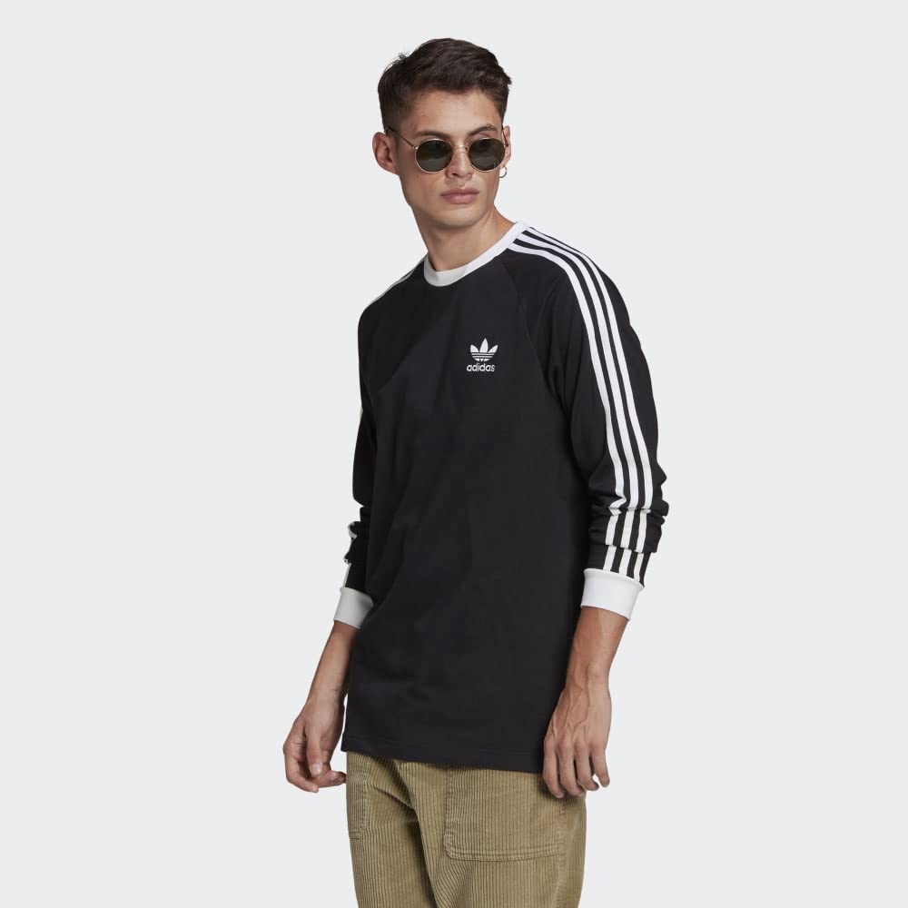 adidas Originals,mens,3-Stripes Long Sleeve Tee,Black,Small