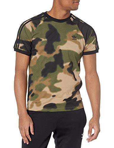 adidas Originals,mens,Camo All Over Print Cali Tee,Wild Pine/Multicolor/Black,Small