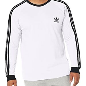 adidas Originals,mens,3-Stripes Long Sleeve Tee,White,Medium