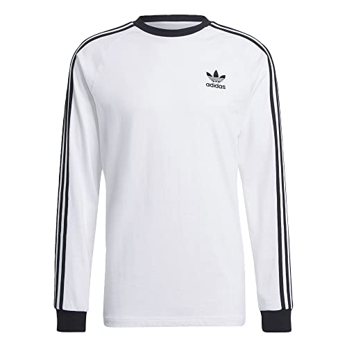 adidas Originals,mens,3-Stripes Long Sleeve Tee,White,Medium