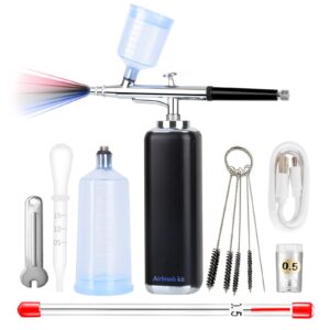 i-beautee high pressure airbrush kit, rechargeable cordless airbrush compressor, single action handheld airbrush gun, mini airbrush set portable air brush for barber, nail art, makeup, model painting