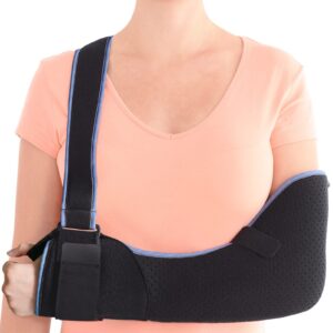 velpeau medical sling immobilizer - rotator cuff support brace - comfortable for shoulder injury, left and right arm, men and women, for broken, dislocated, fracture, strain (large)