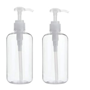 pump bottle, dedoot 2 pack clear empty plastic bottles with pump 10oz pump bottle dispenser for shampoo, lotion and wash soap