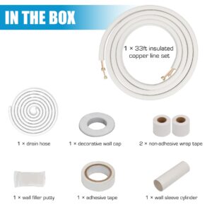 Air Jade 33 ft. Insulated Copper Pipes 1/4 & 3/8 inch Mini Split Line Set for Ductless Air Conditioner, Heat Pump System