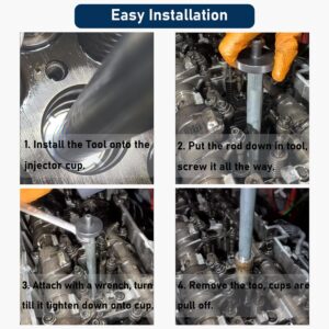 J-47388-A Injector Cup Nozzle Tube Remover and Installer Tool For Detroit Diesel DD13 DD15 DD16, Replace# J-47388-A W470589000700 MH064002