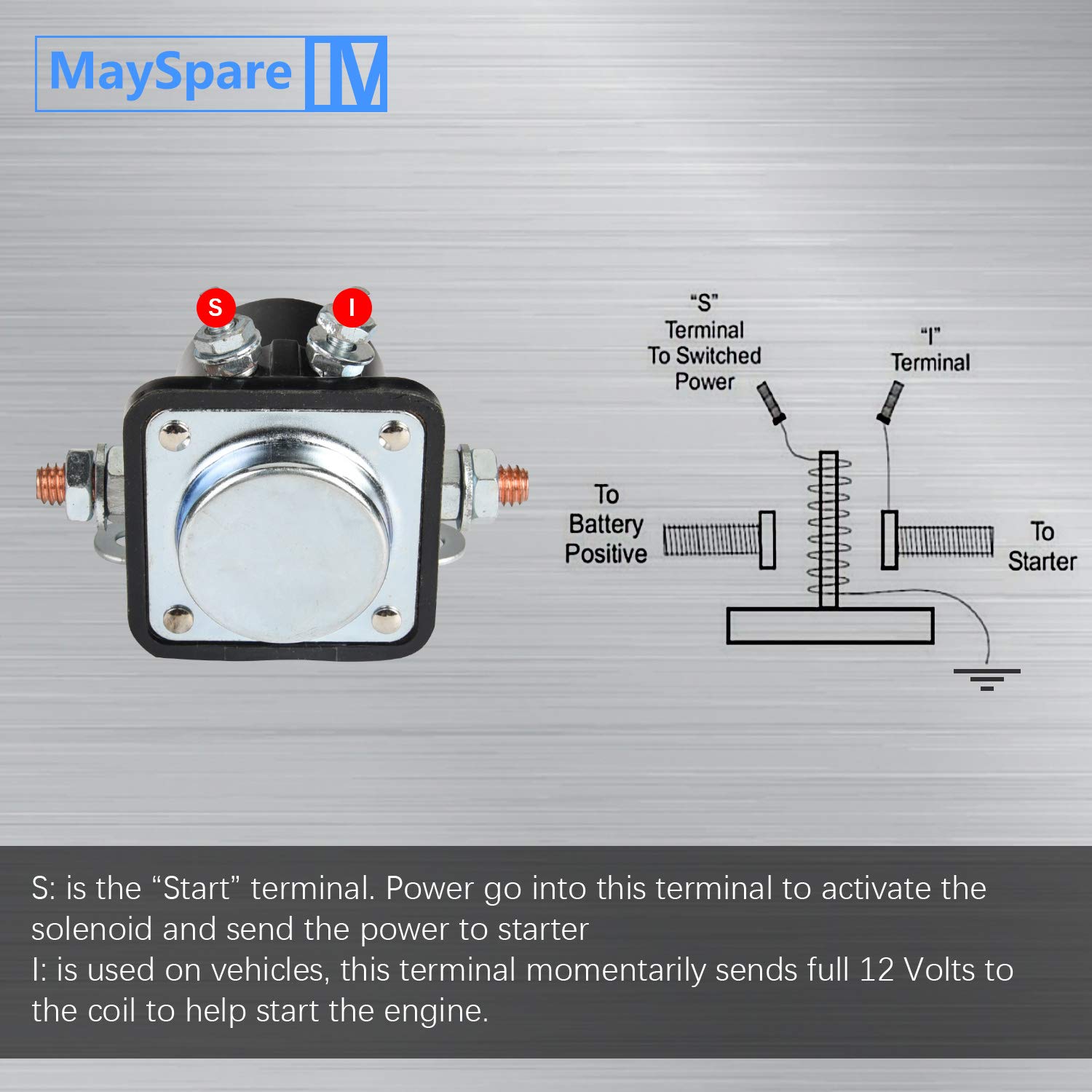 MaySpare Starter Solenoid Relay Sw-3 Fit Ford Jeep Lincoln Mercury 4 Terminal Hot Rod Starter Solenoid Relay Heavy Duty 12V