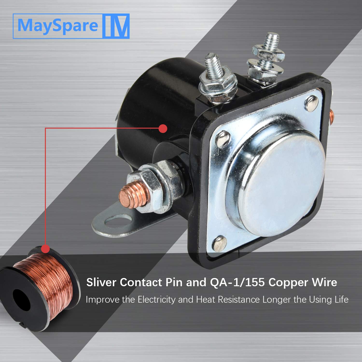 MaySpare Starter Solenoid Relay Sw-3 Fit Ford Jeep Lincoln Mercury 4 Terminal Hot Rod Starter Solenoid Relay Heavy Duty 12V