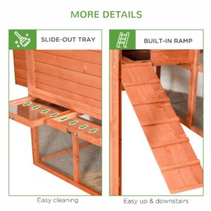 PawHut 145" Chicken Coop Large Chicken House Rabbit Hutch Wooden Poultry Cage Pen Garden & Backyard with Run & Inner Hen House Space